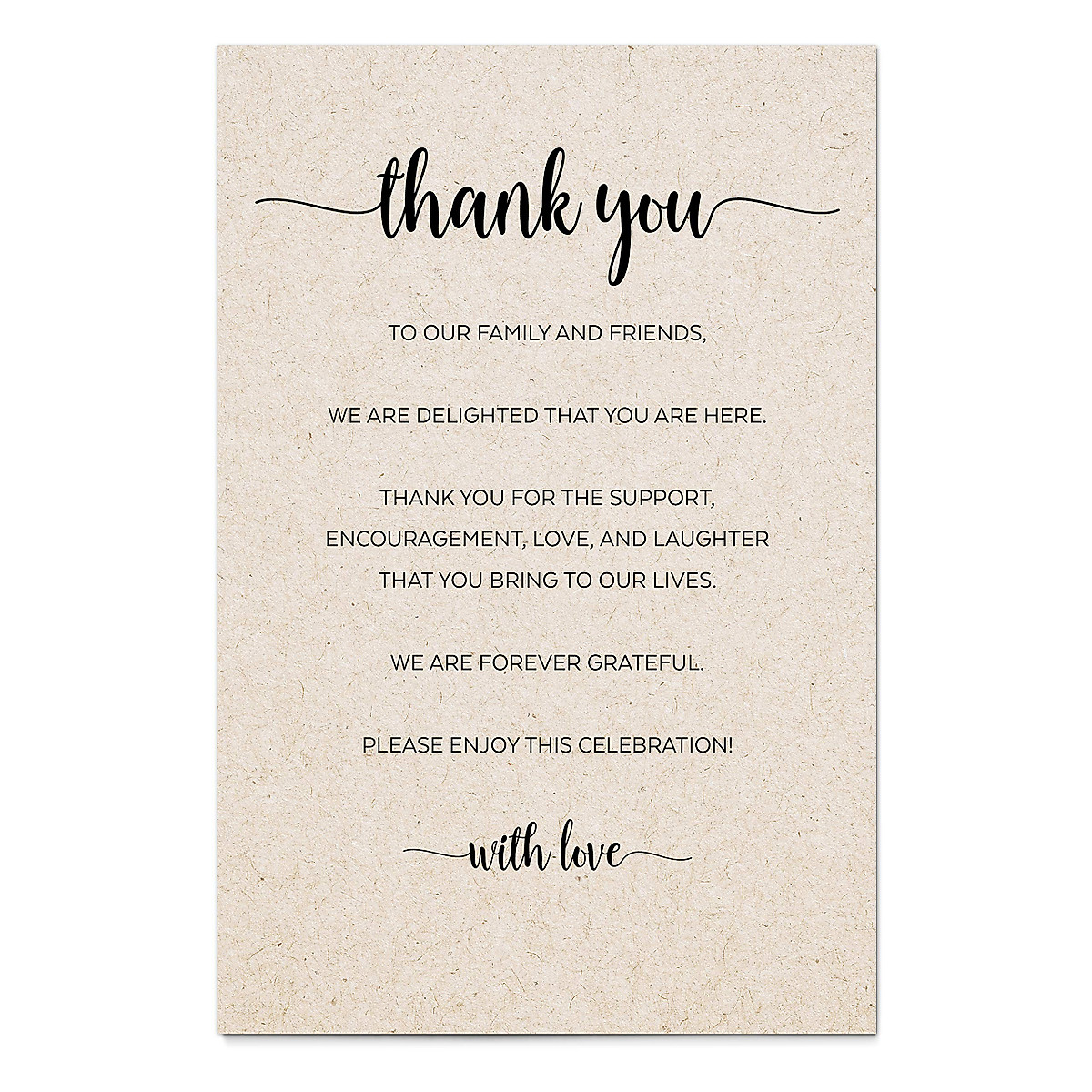 321Done Thank You Table Place Setting Cards (Set of 50) Made in USA - 4x6 Large, Rustic Kraft Tan, Wedding, Party, Retirement, Graduation, Birthday, Baby Shower, Bridal, Engagement, Anniversary