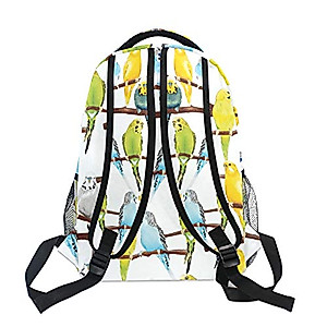 Backpack for Adult Kids Stylish Budgie Bird Backpack Lightweight School College Travel Bags Halloween Christmas Gifts