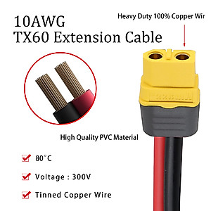 HCFeng XT60 to M-C-4 Solar Charge Adapter Cable,12AWG Power Solar Male Female Connector to XT60 Adapter Extension Cable for Battery Pack, Portable Power Station, Solar Generator[0.6M/2FT]