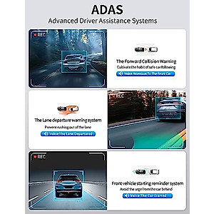 9.3" Portable Car Stereo with Adjustable 4K Dash Cam, ADAS, Wireless Apple Carplay and Android Auto, Touchscreen Handsfree Phone Mirroring