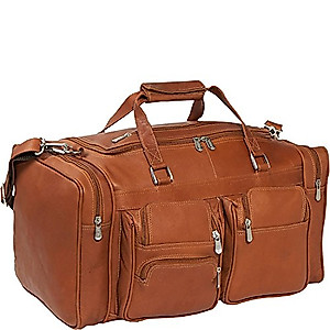 Piel Leather 20In Duffel Bag with Pockets, Saddle, One Size