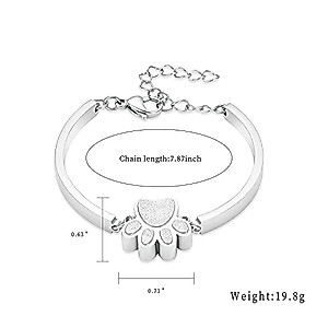 Stainless Steel Paw Print Urn Bracelet Memorial Ash Keepsake Cremation Jewelry Dog Ashes Bracelet