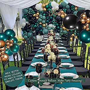 Teal Emerald Green Balloon Garland Arch Kit Double Stuffed Dark Green With Black Gold Star Balloons for Birthday Party Wedding Christmas New Year eve Decorations