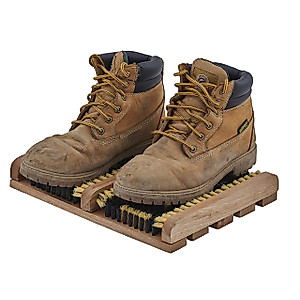 Superio Shoe and Boot Scraper, Outside Shoe Scrubber Brush 10.5 X 14 Inch - Cleans Deep Removes All Outdoor Dirt, Snow, Mud and Sand. Construction, Hiking Cleaner (Wood 1-Pack)