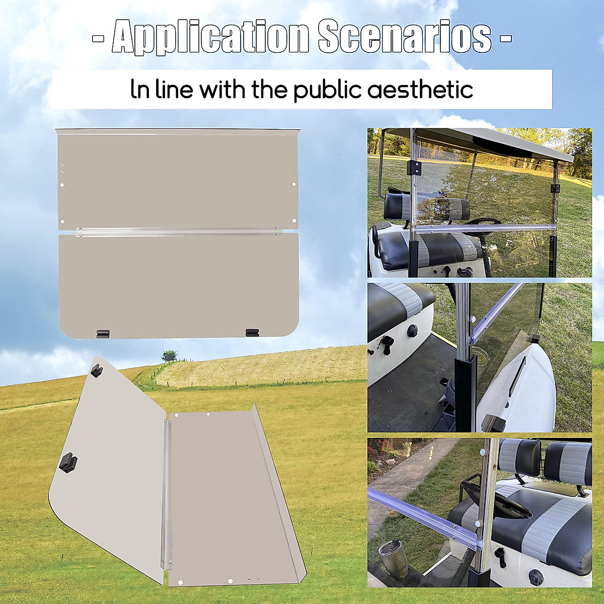 ECOTRIC Tinted/Smoke Windshield Compatible with 1995-2003 Yamaha G14 G16 G19 Gas and Electric Golf Cart Fold Down Windshield