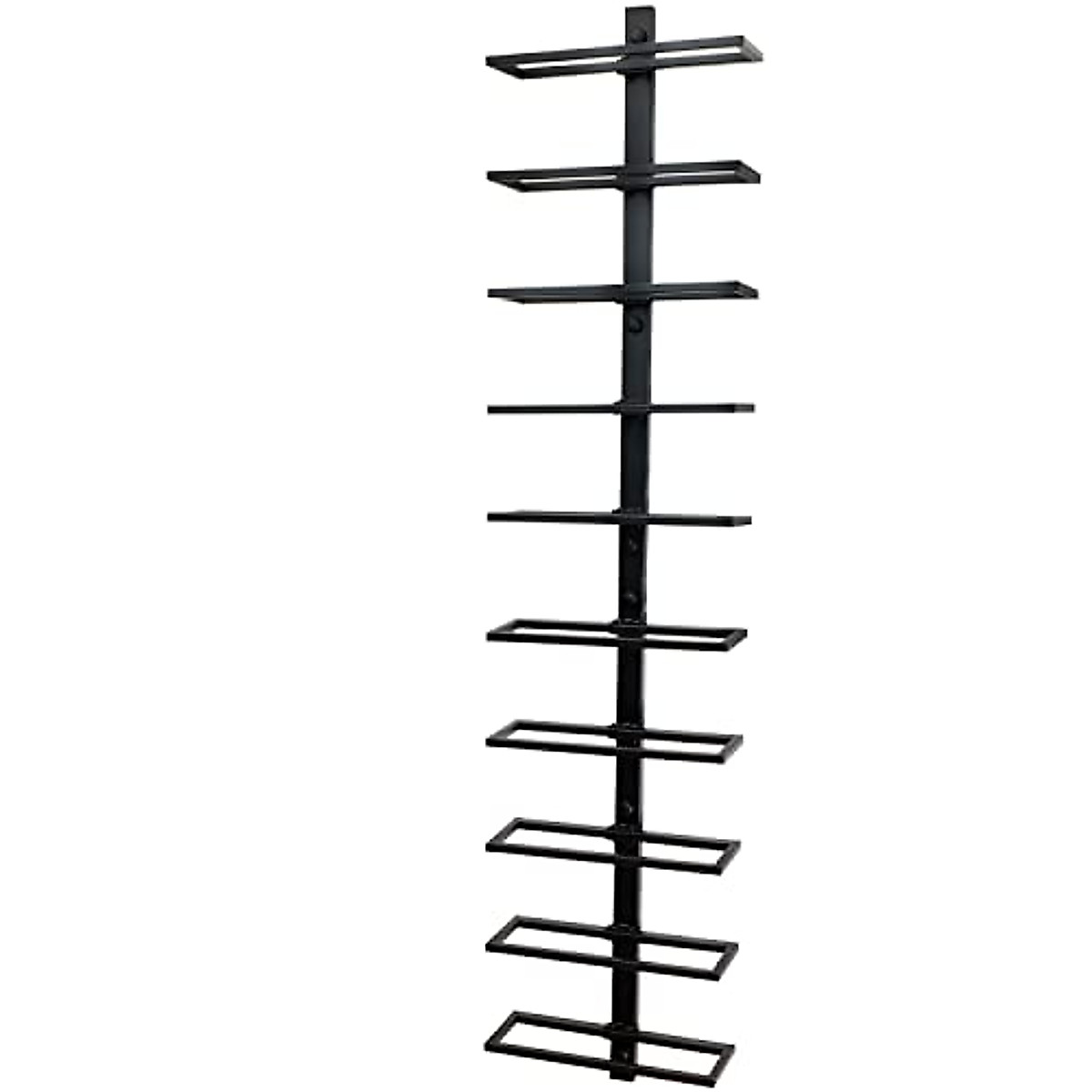 Farmhouse Vertical Wall Mounted Wine Rack, Industrial Metal Wine Holder Rack, Hanging Display Shelf for 10 Wine Bottles, Modern Black Wall Mount Wine Holder for Home Kitchen Living Room Cafe Bar Decor