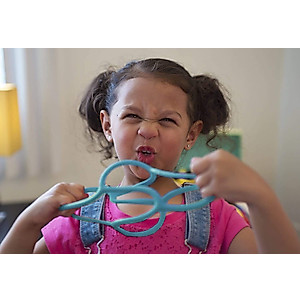 Ogobolli Teething Ring Tactile Sensory Ball Toy for Babies & Kids, 3-Pack - Green, Red, Blue - Stretchy, Soft Non-Toxic Silicone - Ages 3 Months and up