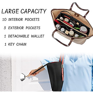 DailyPlus Purse Organizer Insert with Zipper Felt Bag Organizer Handbag Organizer Insert Bag in Bag Organizer with Key Chain for Tote Purse Bag Black Small