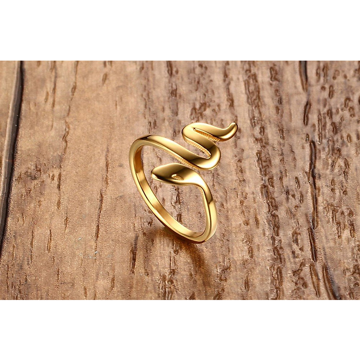Ximi Jewelry Stainless Steel Fashion Snake Rings for Womens,Gold Plated,Size6-8 (8)