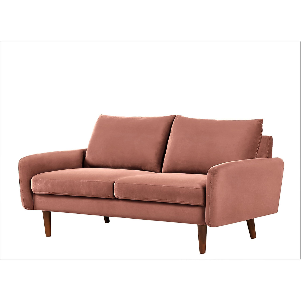 Container Furniture Direct Kent Velvet Loveseat Sofa for Modern Living Rooms and Compact Spaces, Comfy 2 Seater Couch Studio Apartment Furniture with Sleek Design, Rose