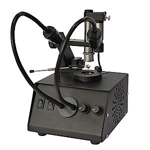 Radical Gemology Gemstone Diffraction Prism Spectroscope w Scale on Professional Stand with Dual Fibre Optic Light, Transmitted Halogen, Scale Illuminator & Gem Clamp