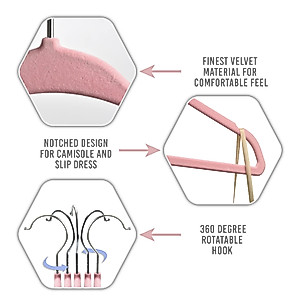 Babyrish Baby Hangers for Closet - Cute Yet Sturdy Baby Clothes Hangers for Newborns, Toddlers and Kids - Space Saving, Non Slip Kids Hangers for Nursery - Pack of 20 Pink Velvet Hangers (20, Pink)