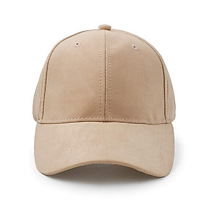 UltraKey Suede Baseball Cap, Unisex Faux Suede Leather Classic Adjustable Plain Hat Baseball Cap(Khaki)