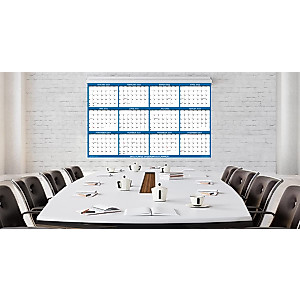 32" x 48" SwiftGlimpse 2023 Wall Calendar Erasable Large XL Wet & Dry Erase Laminated 12 Month Annual Yearly Wall Planner, Reversible, Navy