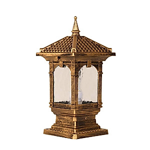 MODEBHD Outdoor IP55 Waterproof Post Lantern European Retro Glass Landscape Column Lights Die-cast Aluminum Metal Pillar Light E27 Decor Fence Garden Street Lawn Lamp Pedestal Pillar Lights
