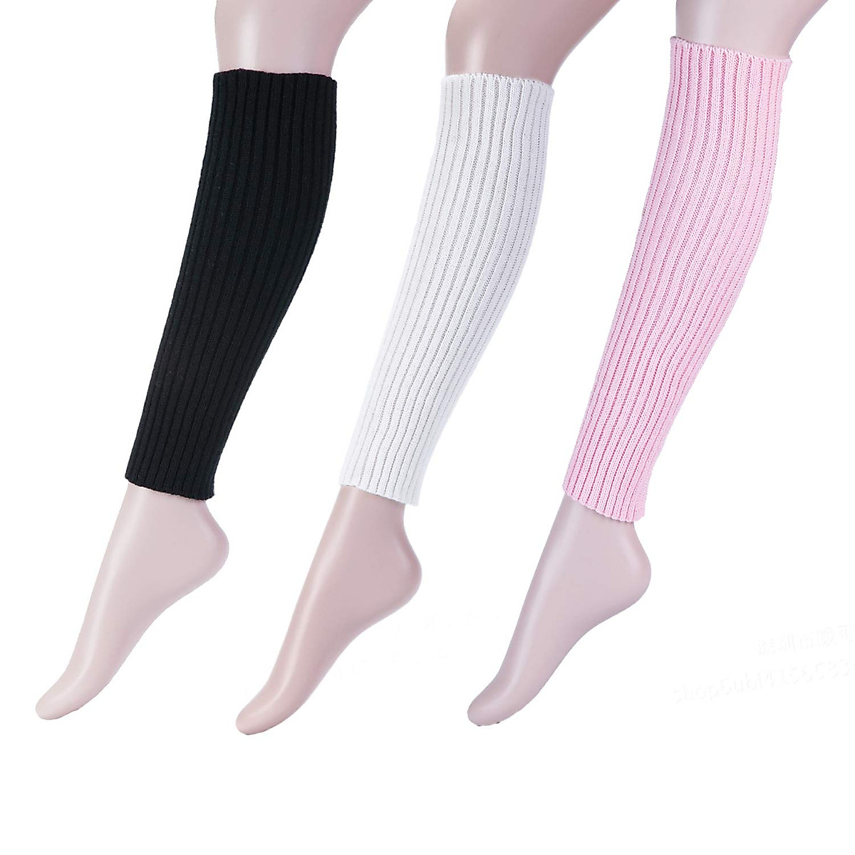 traderplus 3 Pair Women Knit Leg Warmers Long Socks