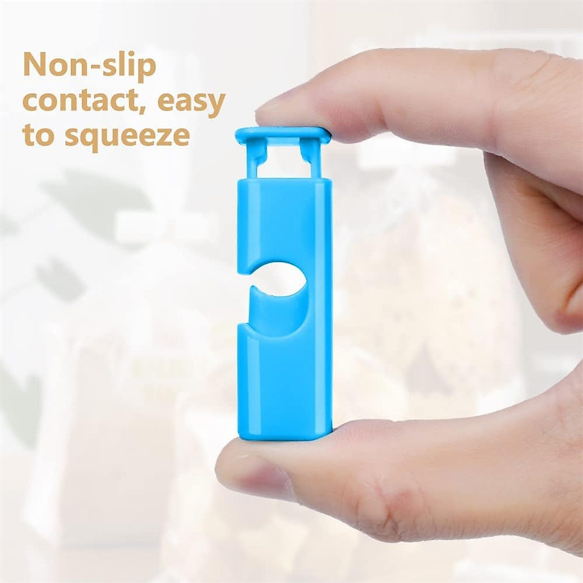 4Pcs Bread Bag Seal Clip Squeeze and Lock Bread Bag Clips for Food Storage, Reusable Easy Squeeze & Lock for Snack Food Bread Bag, Plastic Bag Clip Strong Moistures-Proof Fresh-Keeping Sealing Clip