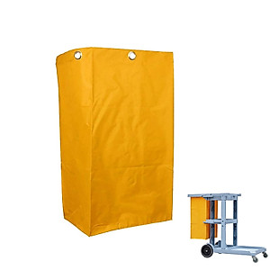 Replacement Janitorial Cart Bag, High Capacity Waterproof Thickened Housekeeping Commercial Janitorial Cleaning Cart Bag with 6 Brass Grommets - 25 Gallon (Yellow)