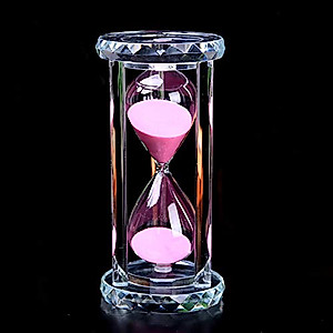 Crystal Hourglass 15/30/60 Minutes Sandglass Timers Kitchen Cooking Sand Clock Timer Home Office Christmas Birthday Present Gift Box Sand Glass (30 Minutes, Pink)