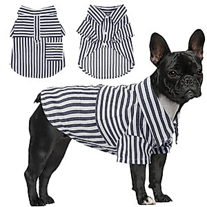 Dog Shirt, Pet Puppy Stripe Clothes, Adorable Outfit T-Shirt for Small Medium Large Male Female Cats Dogs, Breathable Soft Kitten Apparel for Birthday Party Photos Halloween Thanksgiving Christmas