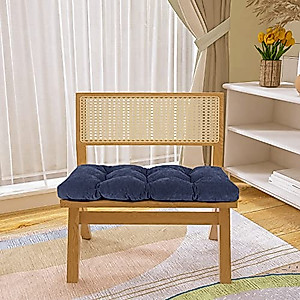 sutailocus Bench Cushion,2 Ties and Non-Slip Bottom,Tufted Bench Cushions for Indoor/Outdoor Furniture,for Bench/Window/Piano/Porch/Swing,Custom Size Bench Cushion (30x14x4 Inch, Blue)