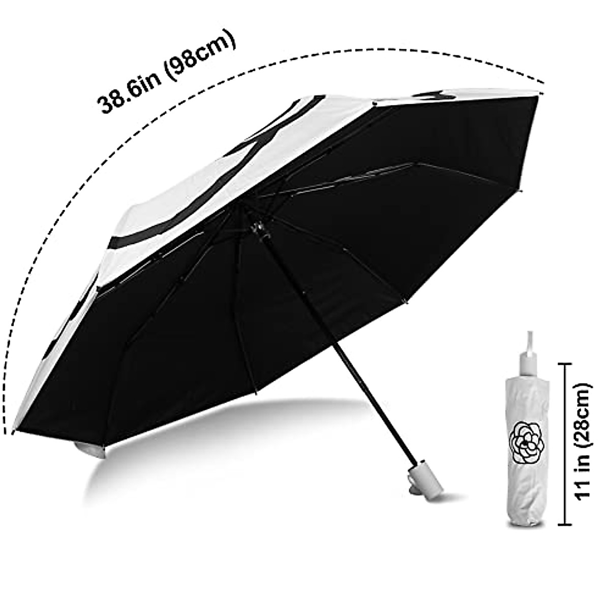 WANLIAN Umbrellas for Sun Umbrella UV Protection,Compact Travel Umbrella,Umbrella for Sun Protection Windproof Waterproof Stick Umbrella Anti-UV Protection Golf Umbrellas (White)