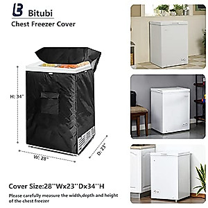 Bitubi Chest Freezer Cover– Waterproof, Dustproof, Sun-Proof, L28”W23”H34” Suitable for most 5.0 Cubic Compact Deep Freezer on market (Black)