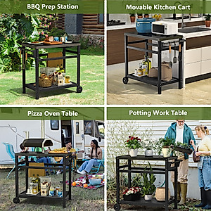 TORVA Outdoor Prep Cart,Portable Dining Table for Pizza Oven, Double-Shelf Patio Grilling Backyard BBQ Grill Cart & King Arthur 00 Pizza Flour, Non-GMO Project Verified, 100% American Grown Wheat, 3lb