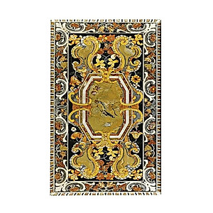 48" x 30" Inch Black Marble Dining Table/Coffee Table Italian Pietra Dura Design Outdoor Indoor Table, Office Table, Conference Table