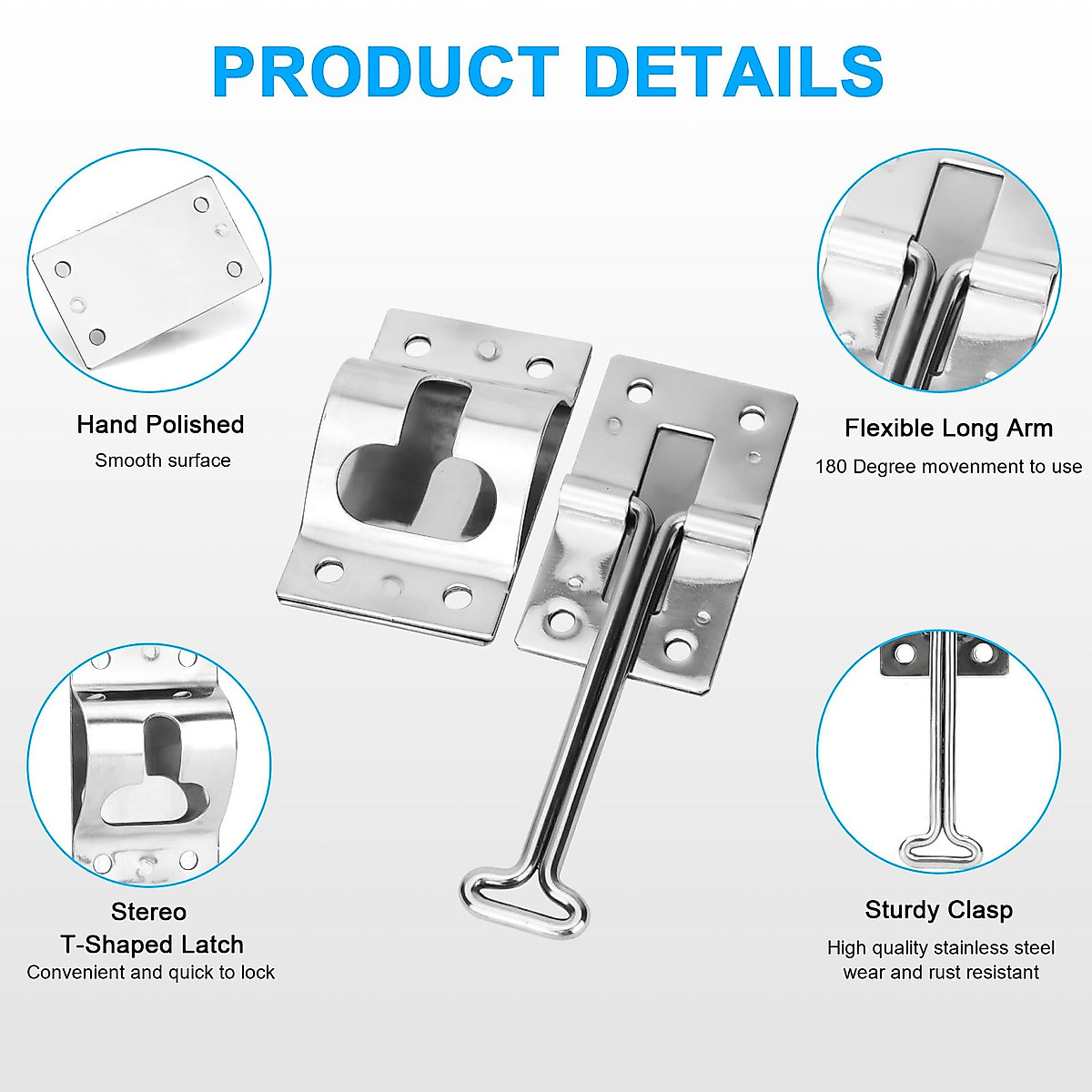 Linkstyle 2pcs Travel Trailer Door Latch Holders, 304 Stainless Steel RV Door Holder Latch with Screws