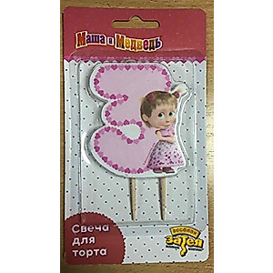 Candle for Cake 3 " Masha and the Bear (3.1inch) Holiday Topper Party Cupcake Baking Dessert Decorations Birthday