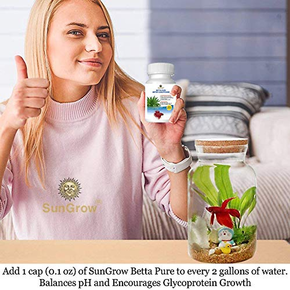 Sungrow Betta Water Starter with Aloe Vera Extract, For Aquarium & Pond, Develops Betta's Protective Slime Coat