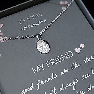EFYTAL Friend Gifts for Women, 925 Sterling Silver Star Necklace, Friendship Gifts for Women Friends, Birthday Gifts, Gifts for Best Friend, Birthday Gifts for Friends Female