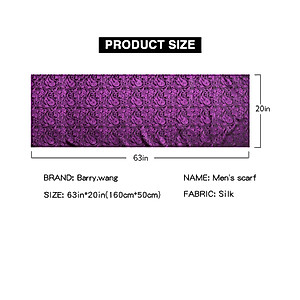 YOHOWA Men/Women Silk Scarf Floral Navy Gold Lightweight Scarves Neckerchief Party Wedding Fashion Gift