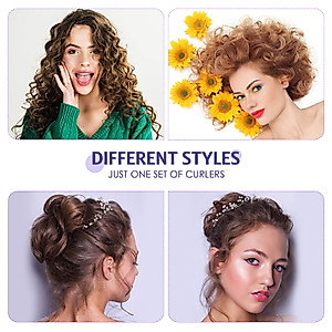 24 Pieces Hair Roller, Small Size Plastic Hair Rollers Hair Curlers with Steel Pintail Comb for Short Hair Long Hair Hairdressing Styling Tools (0.79 x 2.67 Inch, Purple)