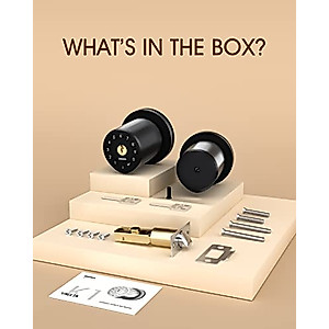 zincker Door Knob with Keypad Lock Interior Keyless Child Proof Electronic Pin Code Door Knob 5s Auto-Lock for Bedroom Apartment Garage Office Security Matte Black