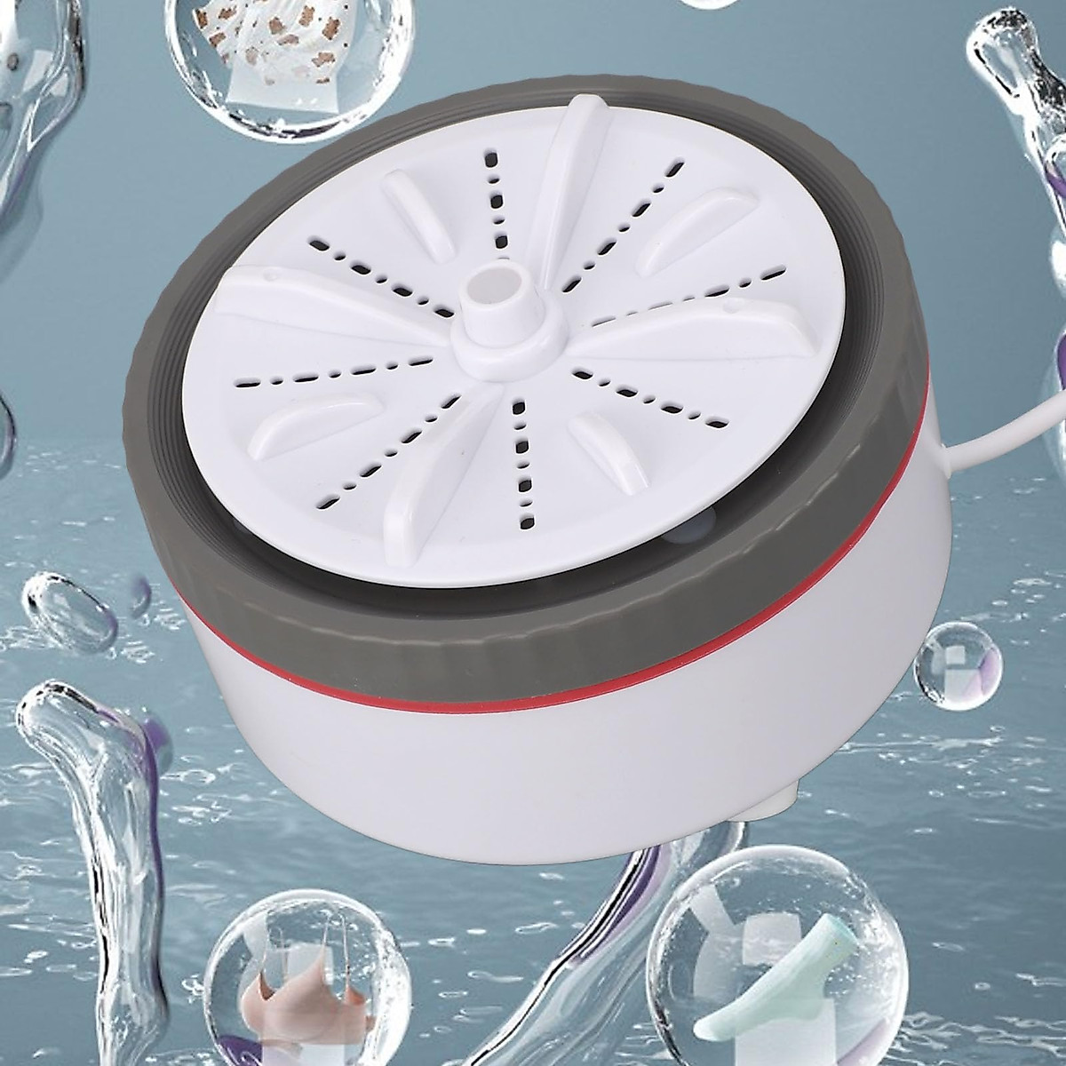 Mini Turbo Washing Machine, USB Portable Small Clothes Washer for Travel Business Trips, Timed Adjustable Laundry Washer for Underwear, Baby Clothes, Towels, Socks or Fruit Dish