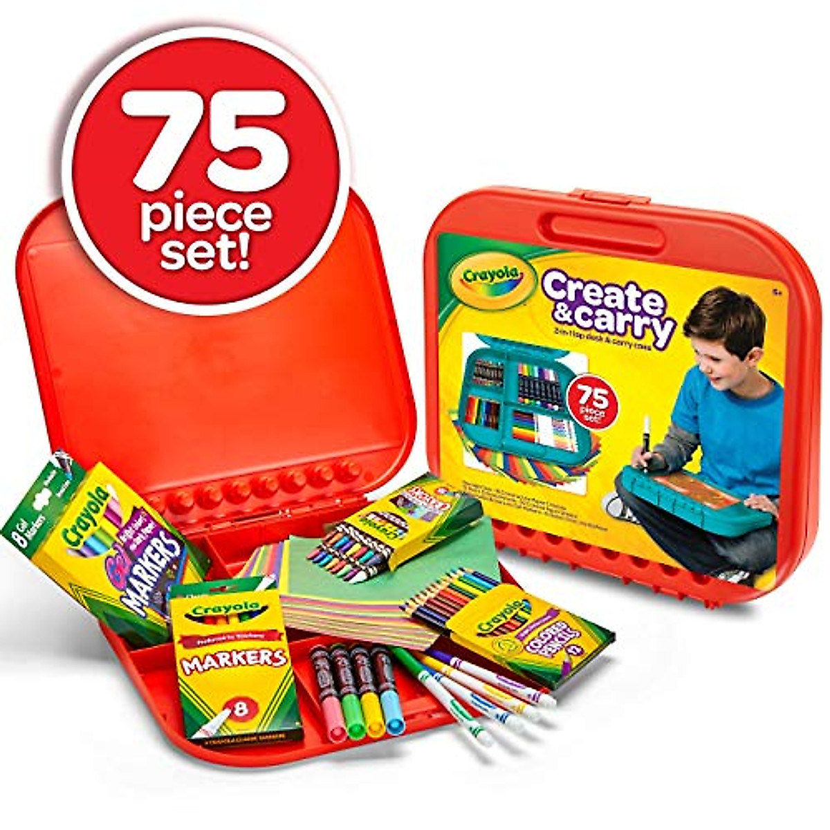 Crayola Create 'N Carry Art Set, 75 Pieces, Art Gift for Kids, Ages 5 & Up