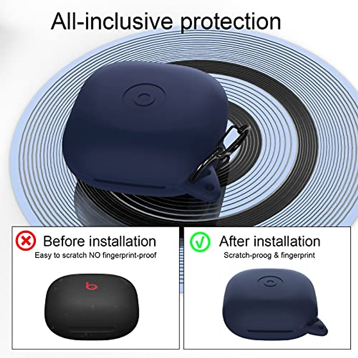 leChivée for Beats Fit Pro Case Cover 2021, Soft Silicone Beats Fit Pro Earbuds Cover Anti-Lost Protector Case with Carabiner Compatible with Beats Fit Pro Earbuds (Blue)