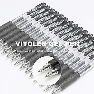 Vitoler Pens Fine Point Black Ink Office Pens Retractable Gel Ink Rollerball Pens with Premium Ink & Comfort Grip (0.7mm) (15-PACK)