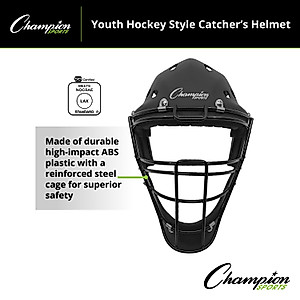 Champion Sports Hockey Style Catcher's Helmet Mask - Adult/Youth Sizes - High-Impact ABS Construction Catcher's Mask - Ventilation Holes - Foam Liner - Adjustable - Reinforced Cage - NOCSAE® and SEI