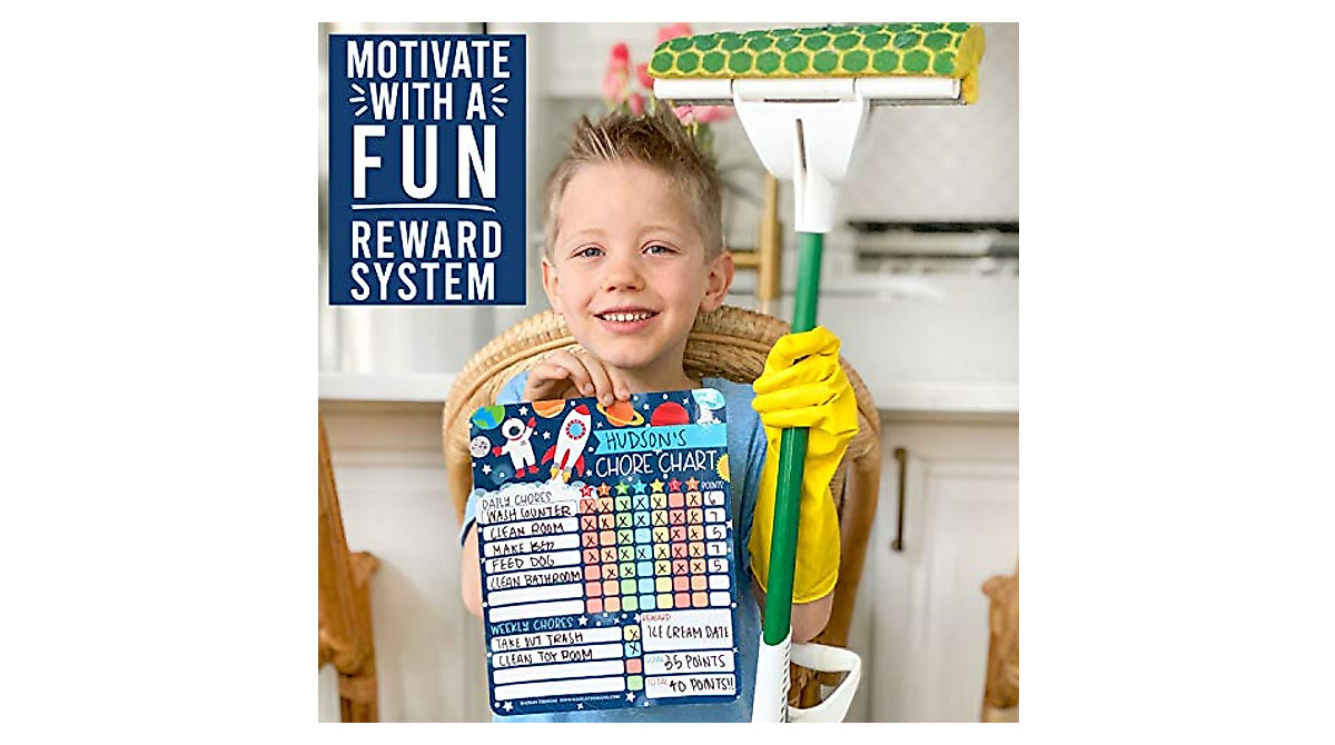 Outer Space Kids Chore Chart - Reward & Responsibility Magnet Board