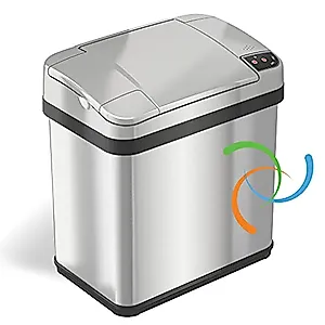 iTouchless 2.5 Gallon Sensor Trash Can with AbsorbX Odor Filter and Air Freshener, Pearl White Waste Bin for Bathroom, Bedroom and Office