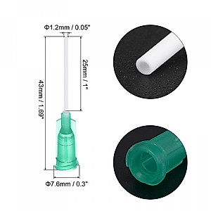 uxcell 50 Pcs 18G Plastic Dispensing Needles, 1" PP Glue Needle Tube Blunt Luer Lock Tips with PP Flexible Needle for Liquid Glue Gun, Green