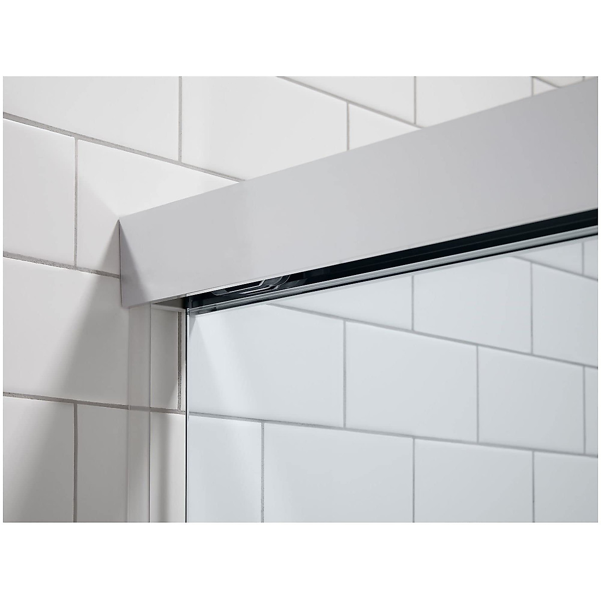 KOHLER sliding bath door, 62"H x 56-5/8 – 59-5/8"W, with 5/16" thick Crystal Clear glass