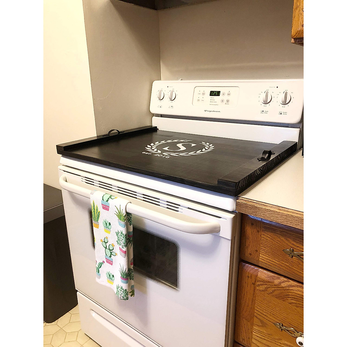 Rustic Stove Top Cover, Wooden Tray For Stove, Monogram Stove Cover, Stove Tray, Decorative Tray