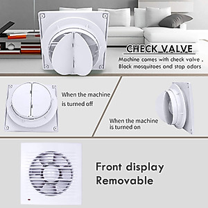 HUGOOME Exhaust Fan, 12W Ventilation Extractor with Anti-backflow Check Valve Ultra Thin, Window and Wall Mount Vent Fans for Kitchen Bathroom Greenhouse Garage (4 inch / 110V) Thin fan