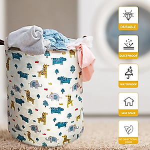 TARWEMMQN 2-Pack Baby Large Laundry Hamper with Handle Collapsible Cartoon Dirty Clothes Basket Tall Freestanding Toy Storage Organizer for Laundry,Bedroom,Nursery