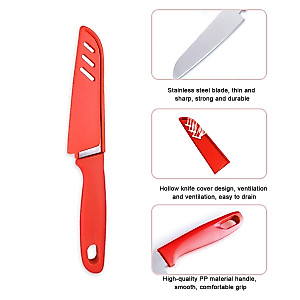 Paring Knife, New Sharp and Durable Fruit Knife with Protective Cover, Suitable for Most Types of Vegetables, Fruits and Meat,6 Pieces (pink, Blue, Green,black,yellow,red)