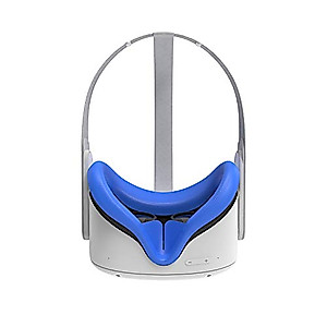 AMVR Face Cushion Pad Replacement for Oculus Quest 2, Silicone Face Cover for Meta Quest 2 Headset, Sweatproof Washable Lightproof Anti-Leakage VR Face Plate Mask Accessories (Blue, Only Cover)
